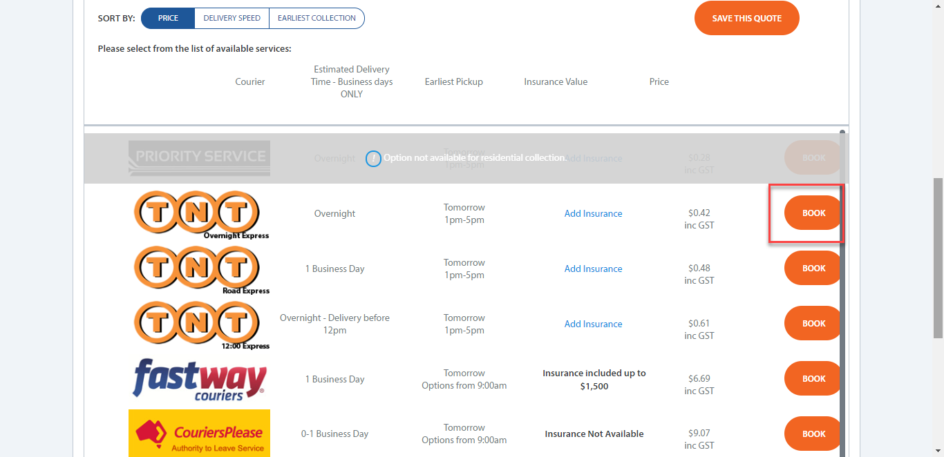 Save Hours - Transdirect’s Quick Book Function