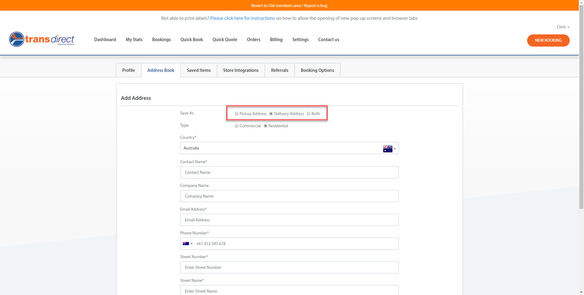 Save Hours - Transdirect’s Quick Book Function